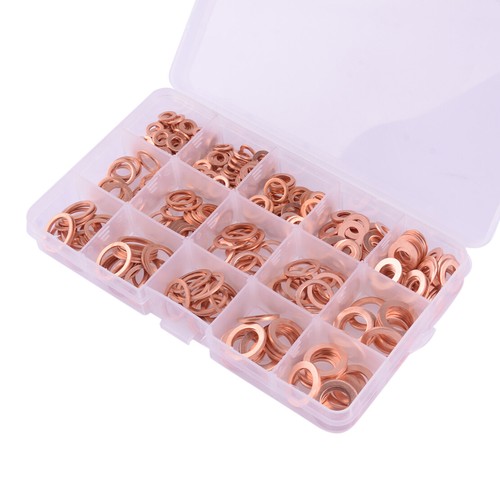 400pcs Copper Washer Flat Ring SAE Assortment Oil Brake Clutch Line ...