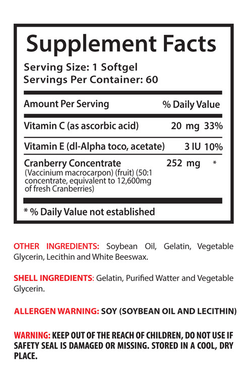 Cranberry Supplements - Cranberry Extract 50:1 272mg - Focus Brain ...