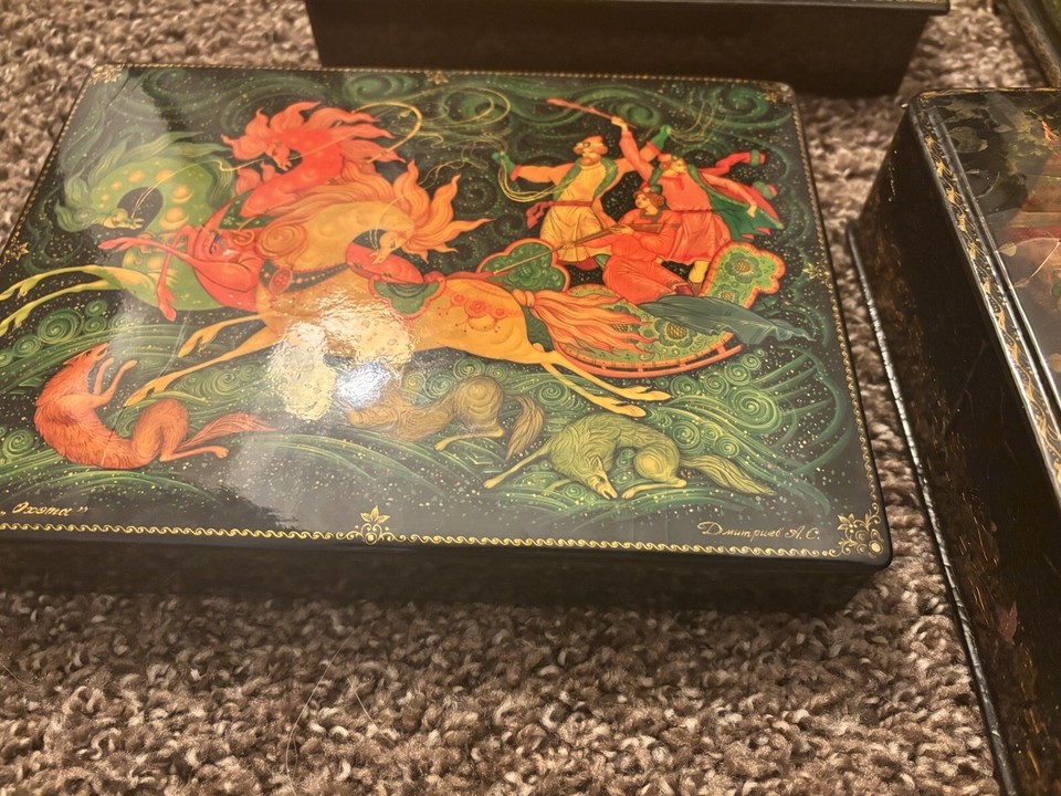 russian lacquer boxes Lot Vintage ussr Very Rare Some Damage | eBay
