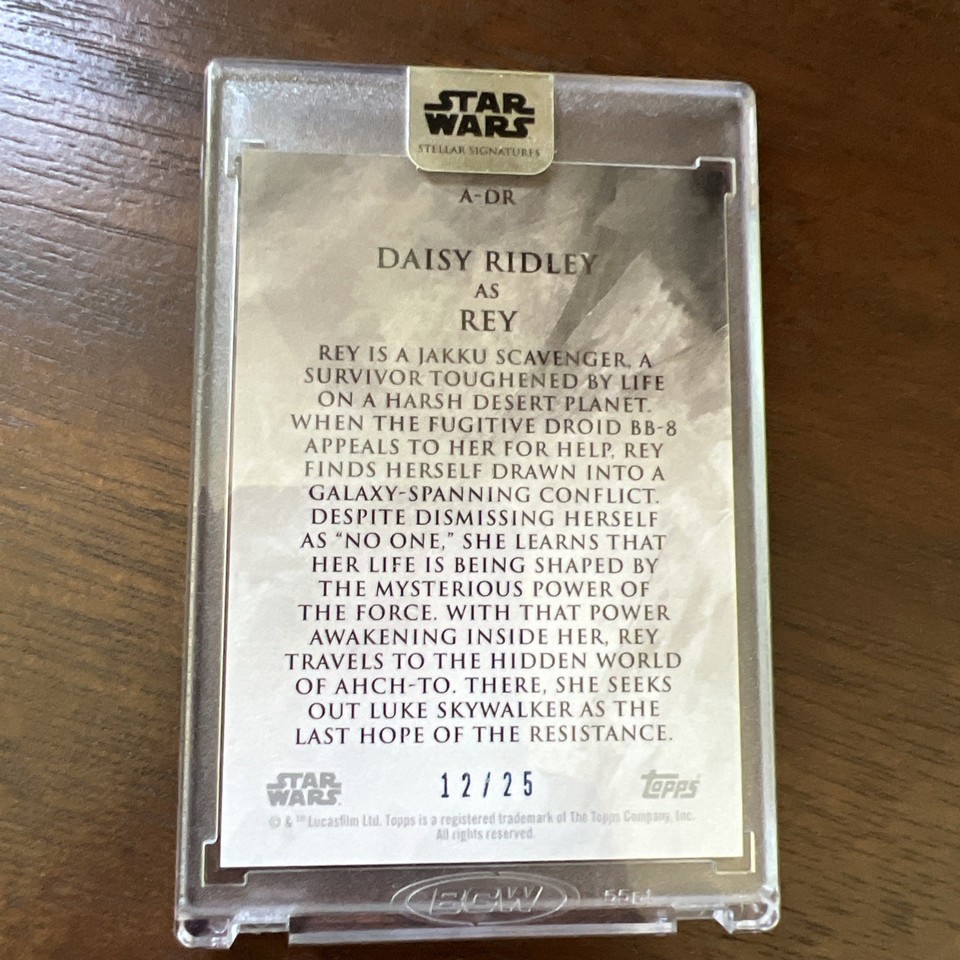 2018 Topps Star Wars Stellar autograph Daisy Ridley as Rey /25 Blue Auto On Card | eBay