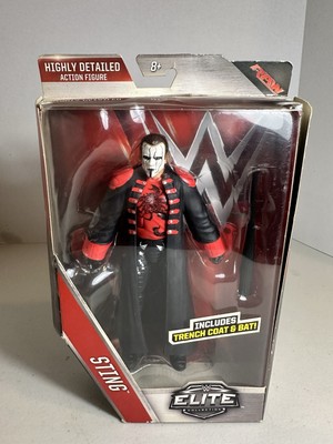 WWE Mattel Elite Collection Series 39 Sting red Black Trench Coat & Bat ...