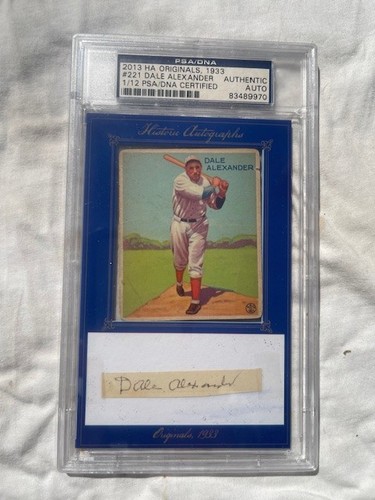 2013 HISTORIC AUTOGRAPHS 1933 GOUDEY #221 DALE ALEXANDER W/ PSA/DNA CUT ...