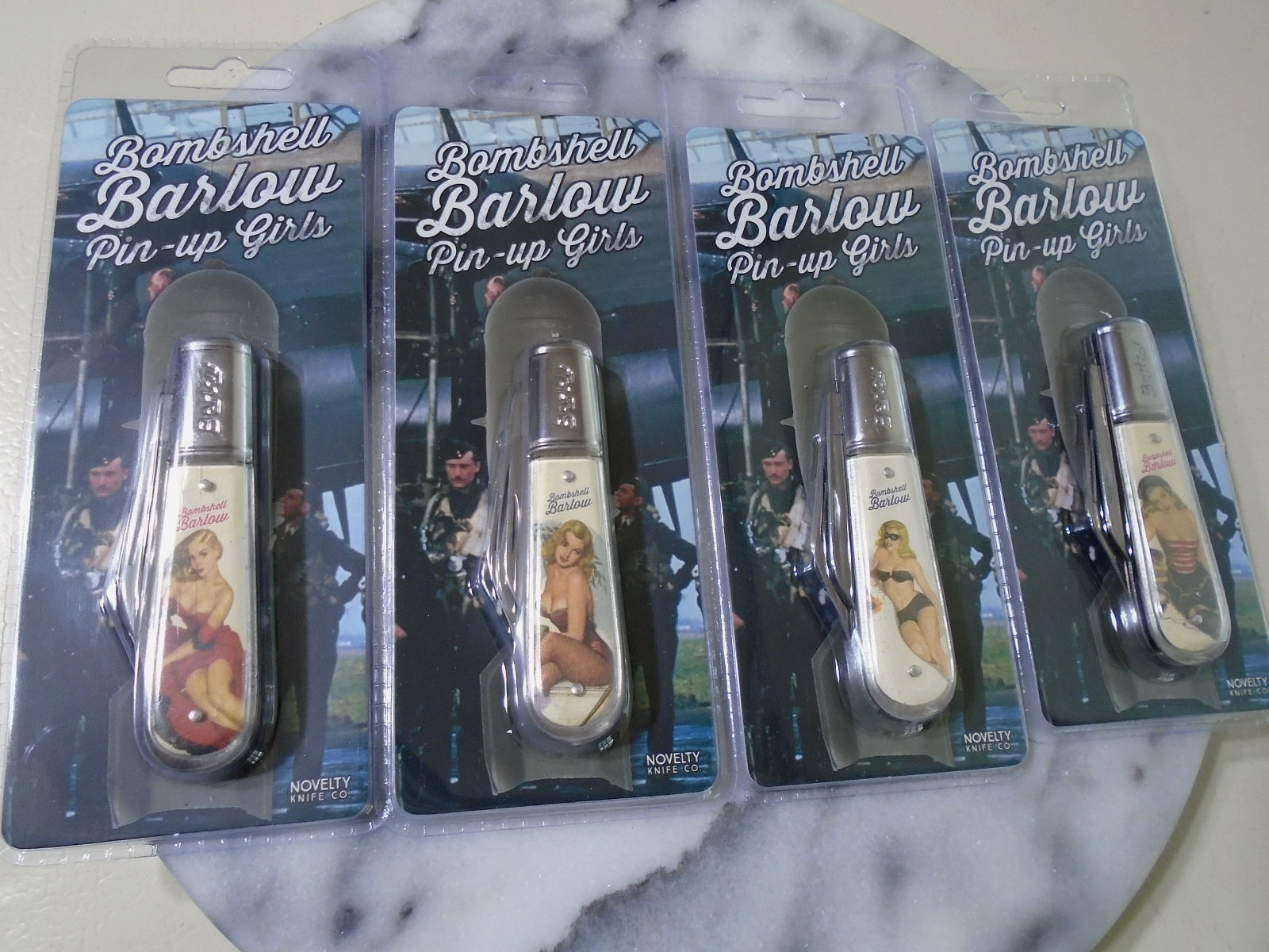 Sexy Bombshell 2 Blade Barlow Pocket Knife Set Lot 4 Knives Pinup Girls ...