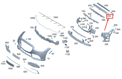 New MERCEDES-BENZ S W223 Front Center Upper Bumper Carrier A2238851400 ...