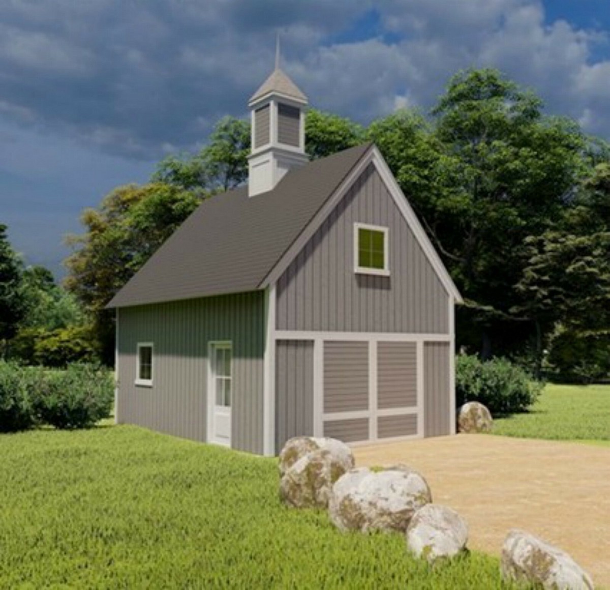 Pole Barn Plans Carriage House 523 Four Car Garage With A Shingle