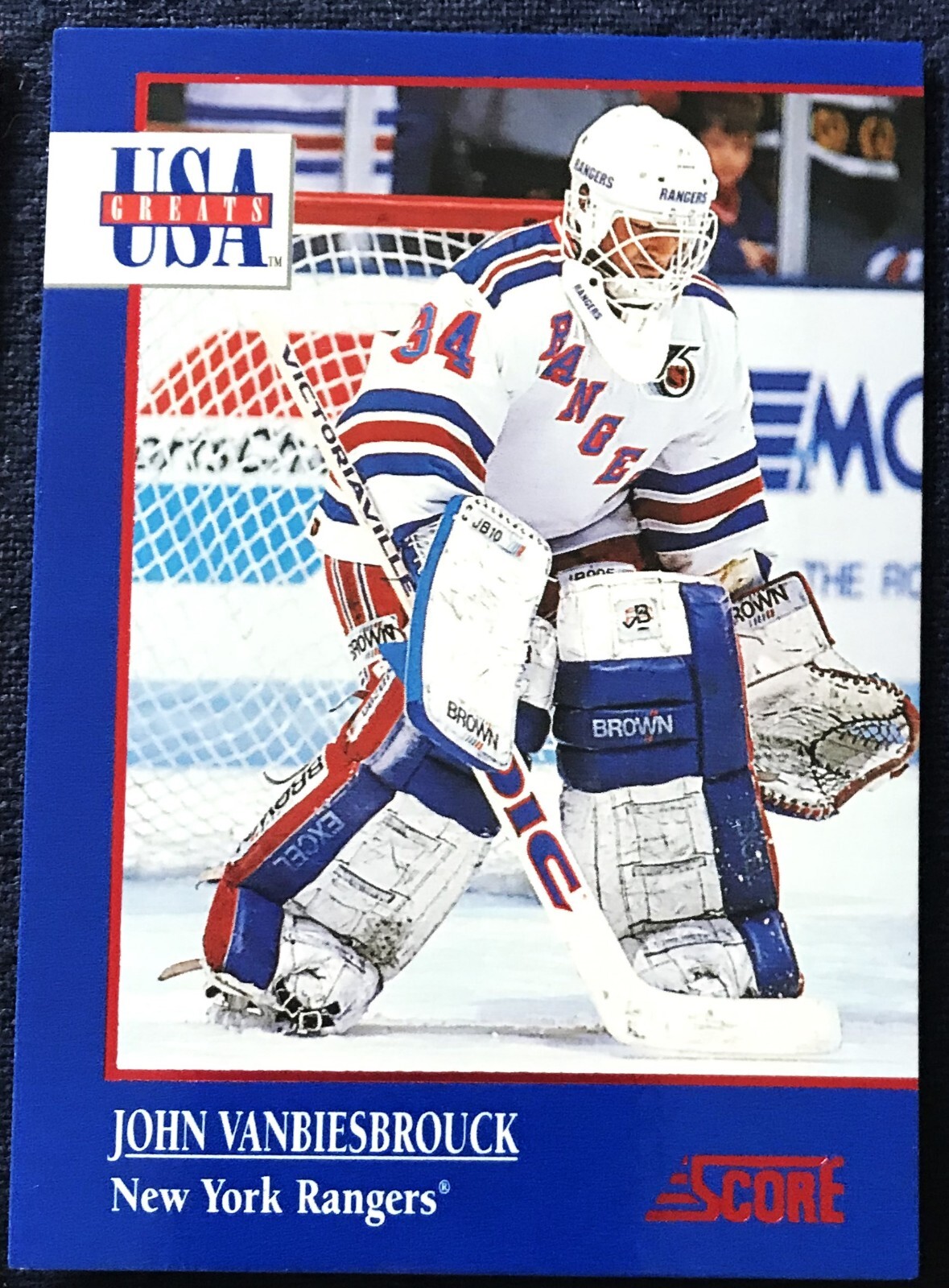 John Vanbiesbrouck Score USA Greats card 7 of 15, 1992 -93 NHL, New ...