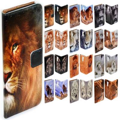 For LG Series Mobile Phone - Lion Theme Print Wallet Phone Case Cover ...