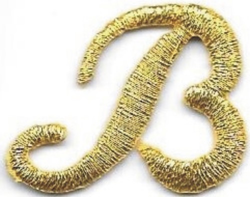 1"x1 1/8" Fancy Metallic Gold Script Cursive Alphabet Letter B ...