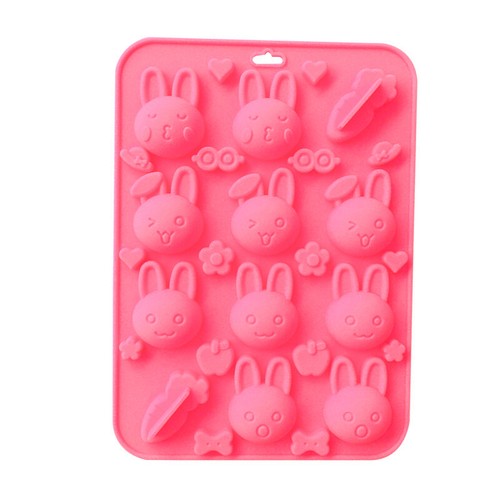 Bunny Rabbits Carrots Pink Silicone Mould Chocolate Fondant Jelly Ice ...