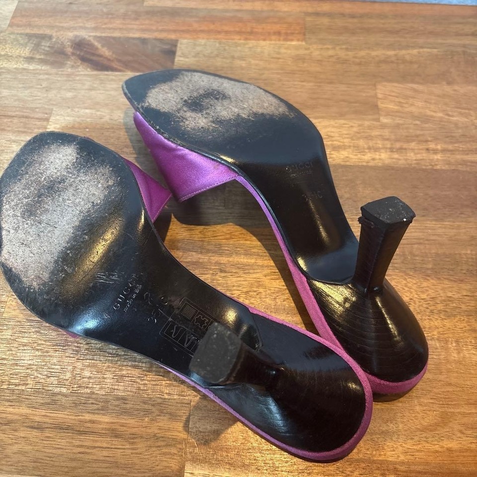 GUCCI Mules Sandals Heel Satin Purple EU35.5/US5.5 110455c | eBay UK