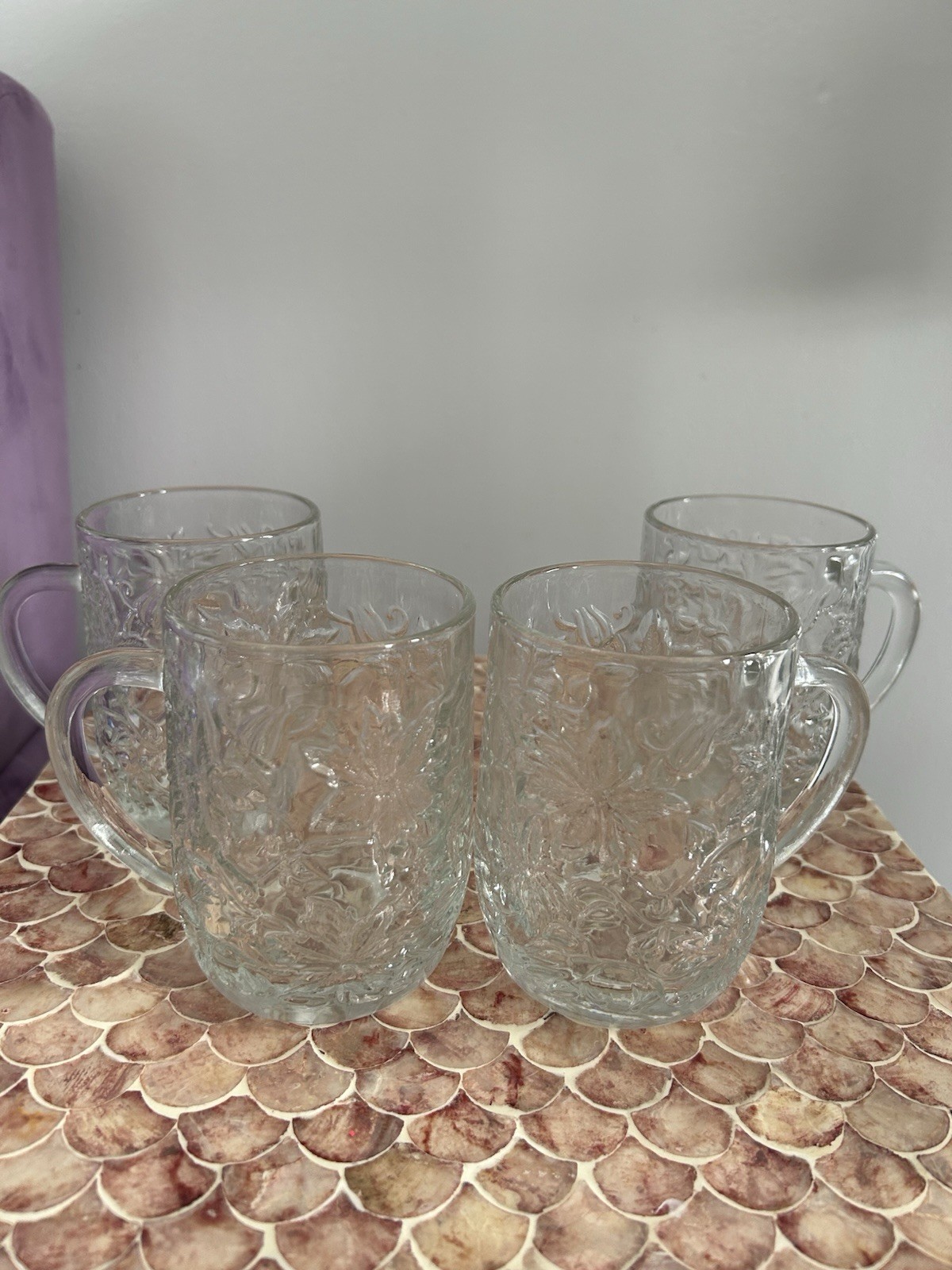 Vintage Princess House Fantasia Mugs Set of 4 Clear Pressed Glass ...