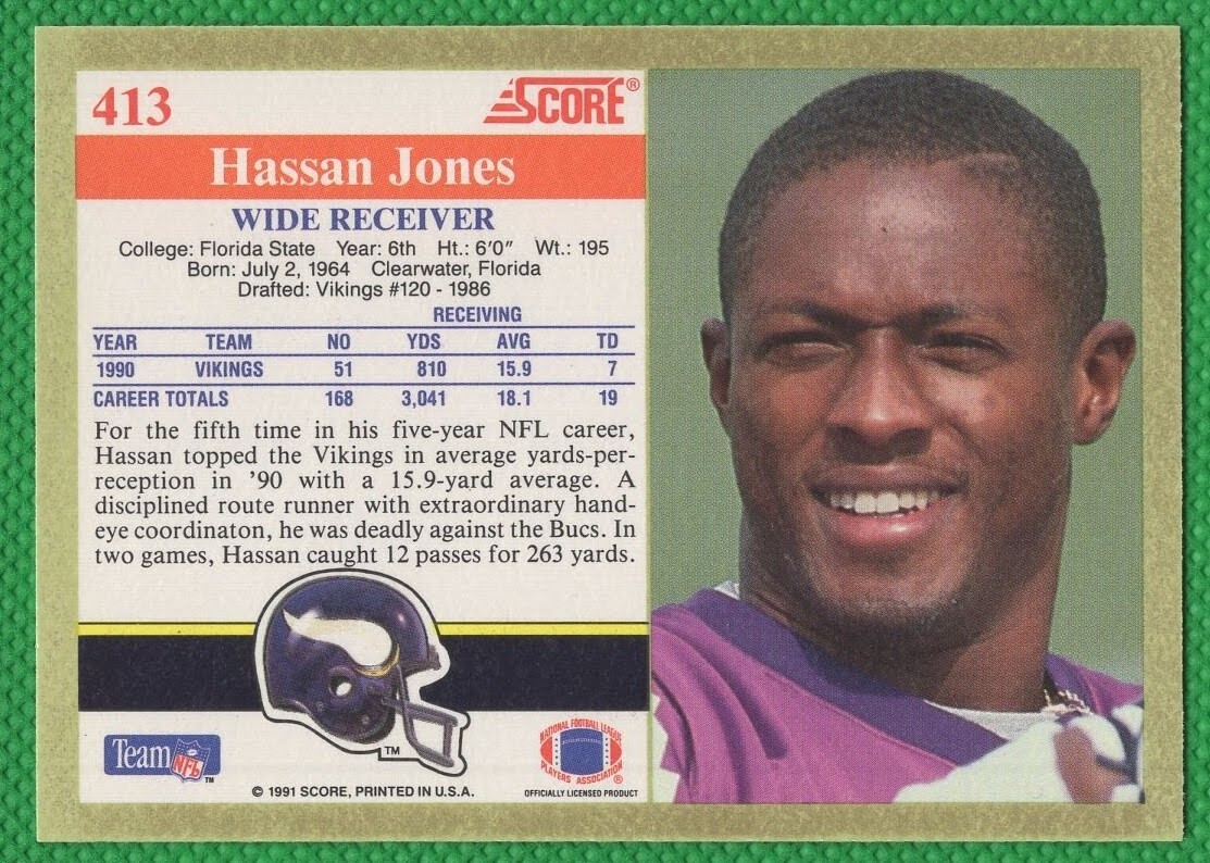 1991 Score - #413 Hassan Jones for sale online | eBay