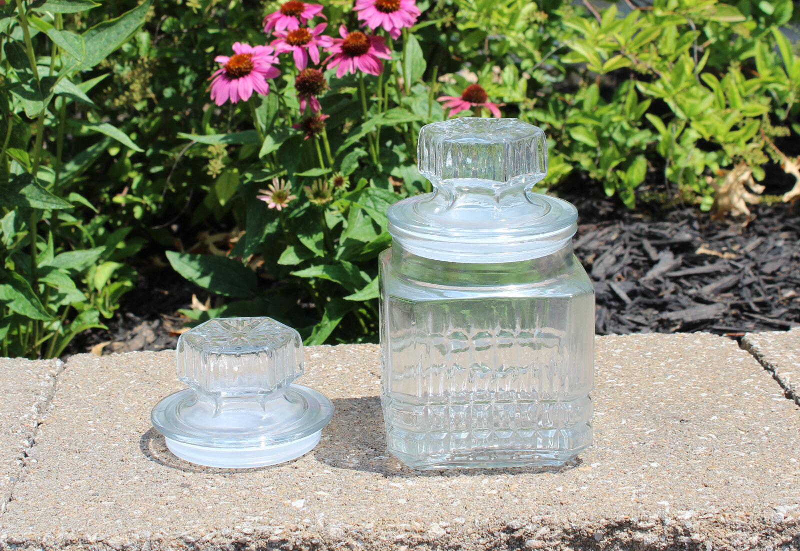 Koeze Clear Star of David Glass Canister Square Apothecary Candy Jar w ...