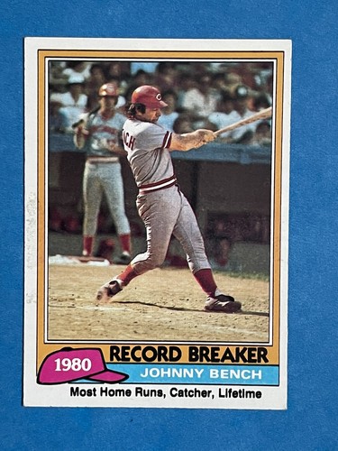 1981 Topps Johnny Bench Cincinnati Reds Record Breaker Baseball Card ...