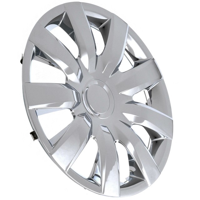 Set 4pc Chrome Hub Caps Fits Steel Wheels 15" With Metal Clips Wheel ...