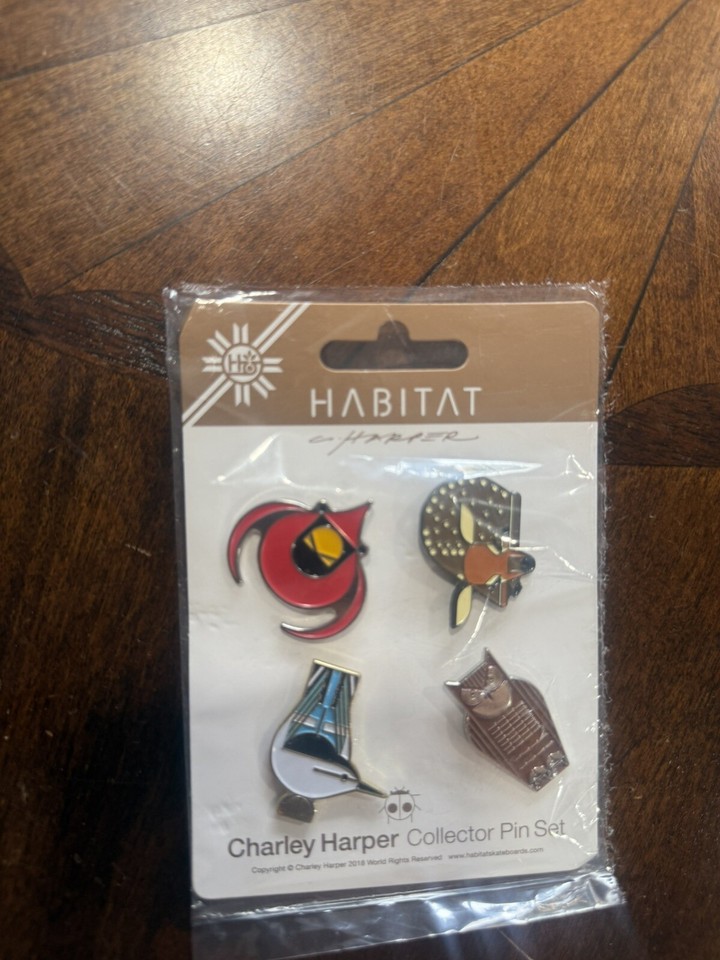 Charley Harper Habitat Skateboarding Pin Set Of 4 | eBay