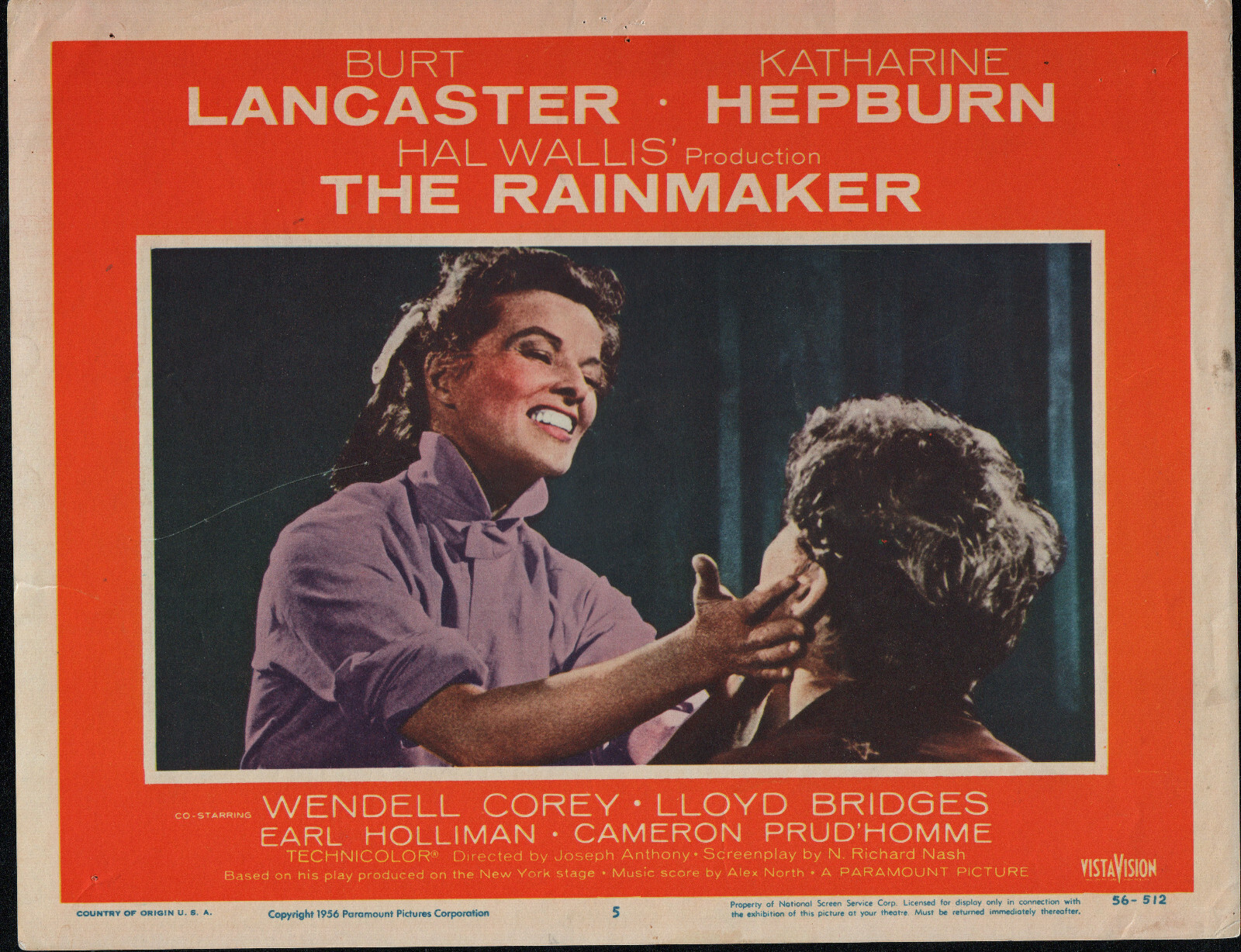 THE RAINMAKER orig 1956 lobby card movie poster KATHARINE HEPBURN/BURT ...