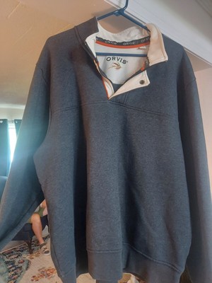Orvis Men's Sweatshirt Pullover Quarter Zip with Snap Neck LS Gray XXL ...