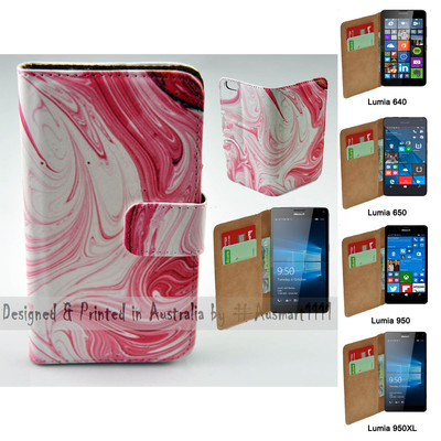 For Nokia Series - Pink Swirl Print Theme Wallet Mobile Phone Case ...