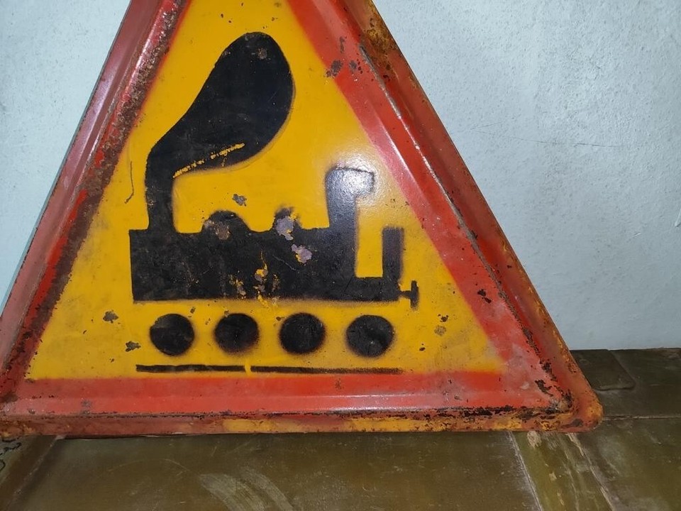 Vintage Original Soviet Old Rare Metal Road Sign Train "Railway ...