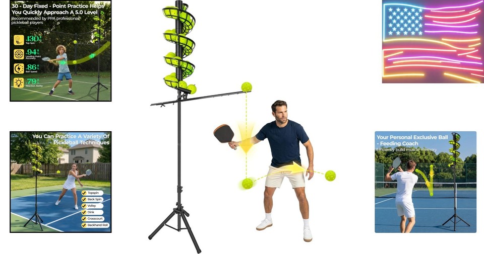 Pickleball Machine Ball Launcher&,Portable Battery-Free Pickleball ...