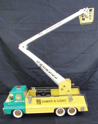 Vintage 1960's Structo Power & Light Pressed Steel Snorkel Boom Truck ...
