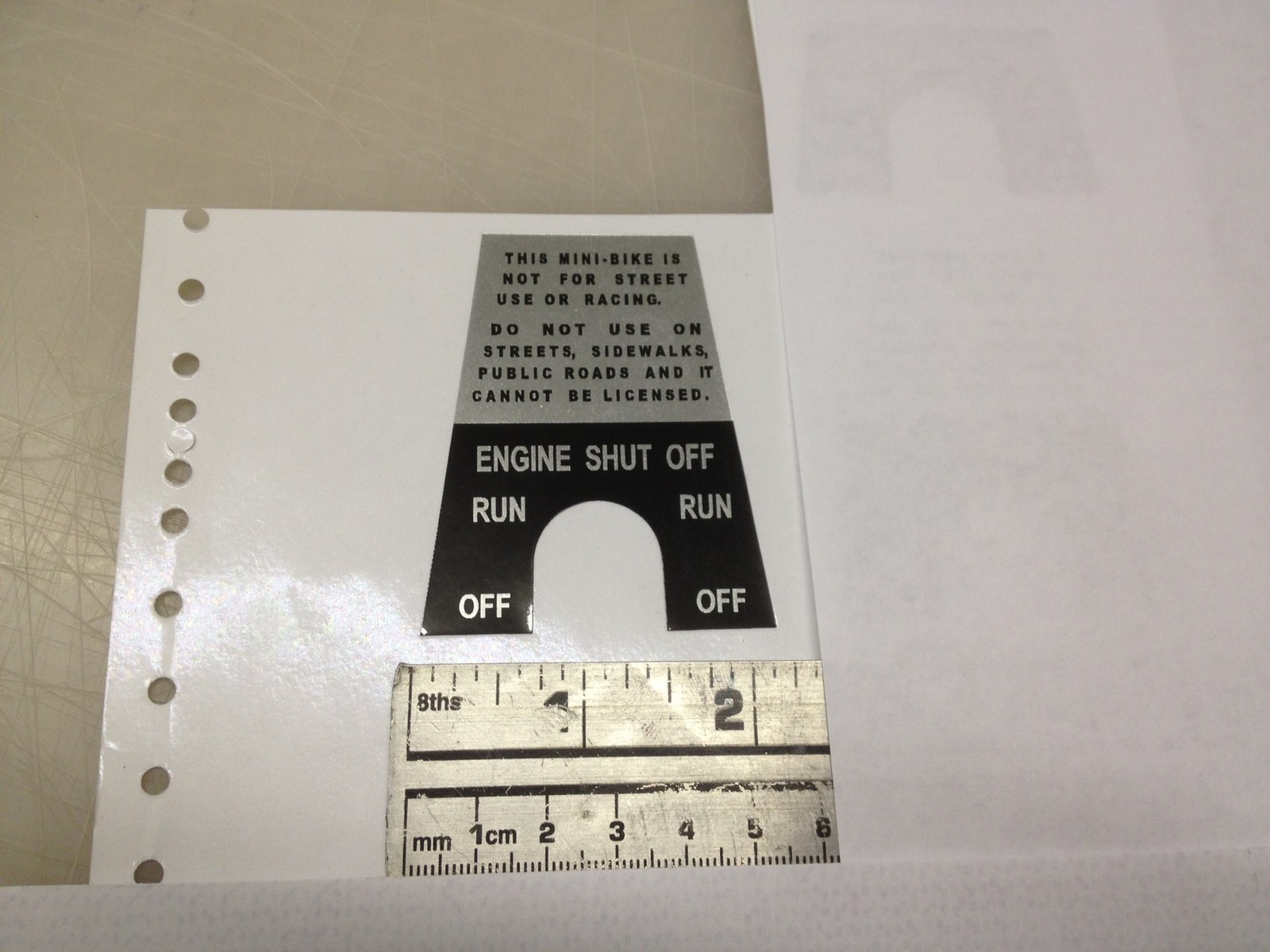 minibike mini bike decals wards sticker engine shut off NARROW decal | eBay