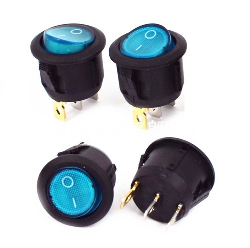 20Pcs Mini 3 Pin Round SPDT ON-OFF Rocker Switch Snap-in Blue NEW | eBay