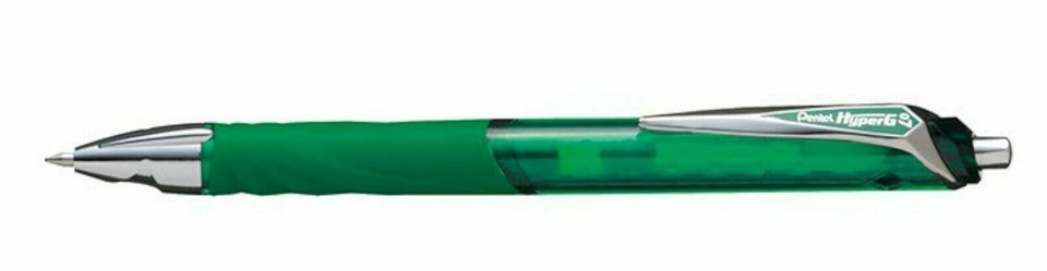 NEW Pentel HyperG Retractable Gel Roller Pen GREEN INK .7mm 12-PACK Box ...