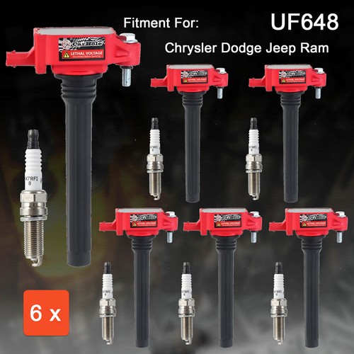 UF648 Ignition Coils & Platinum Spark Plug For Chrysler Dodge Jeep Ram ...