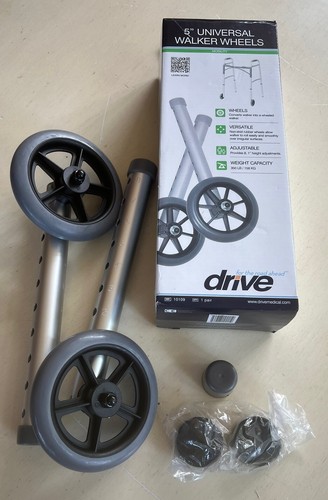 Universal Walker Non-Swivel Wheels, 5", 1 pair, with rear glides #10109 ...