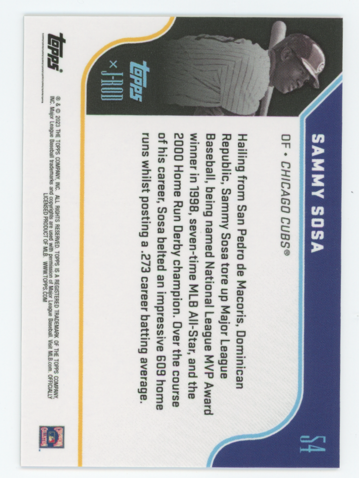 2023 TOPPS X JULIO RODRIGUEZ #03/20 SAMMY SOSA ORANGE FOIL PARALLEL J ...