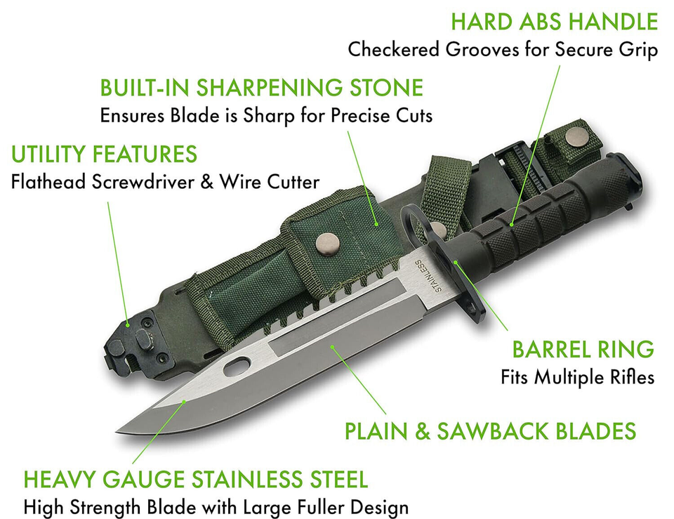Heavy Duty Military Saber Bayonet M9 Knife copy Army Style Sheath Type ...