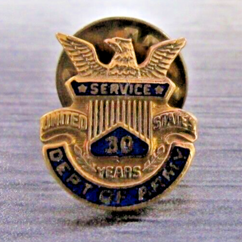 Vintage United States Dept of Army 30 years Service Gold Filled Enamel ...