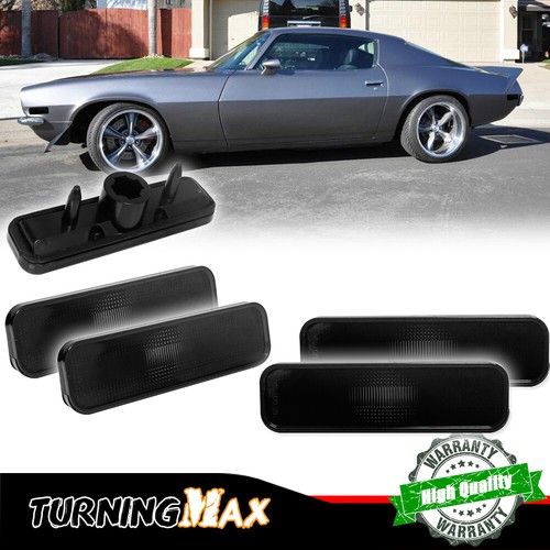 For 1970-1973 Chevrolet Camaro SS RS Z28 Black Front & Rear Side Marker ...