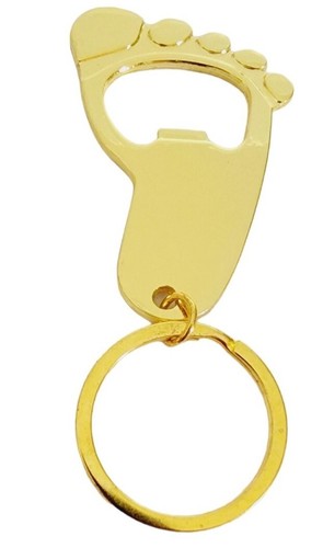 Footprint Bottle Opener Keychain Goldtone Metal Bare Foot Bubble Toes ...