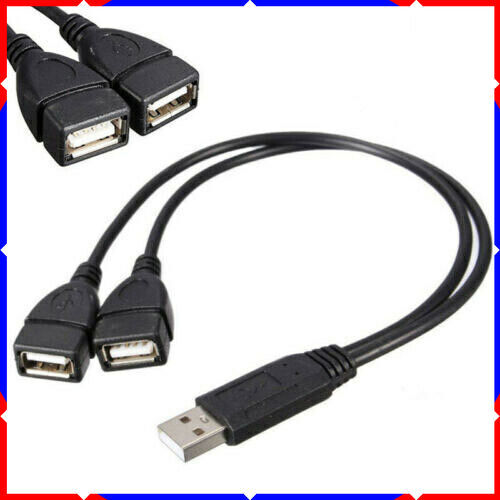 USB Cable USB 2.0 A Male To Dual Female Jack Y Splitter Hub Adapter ...