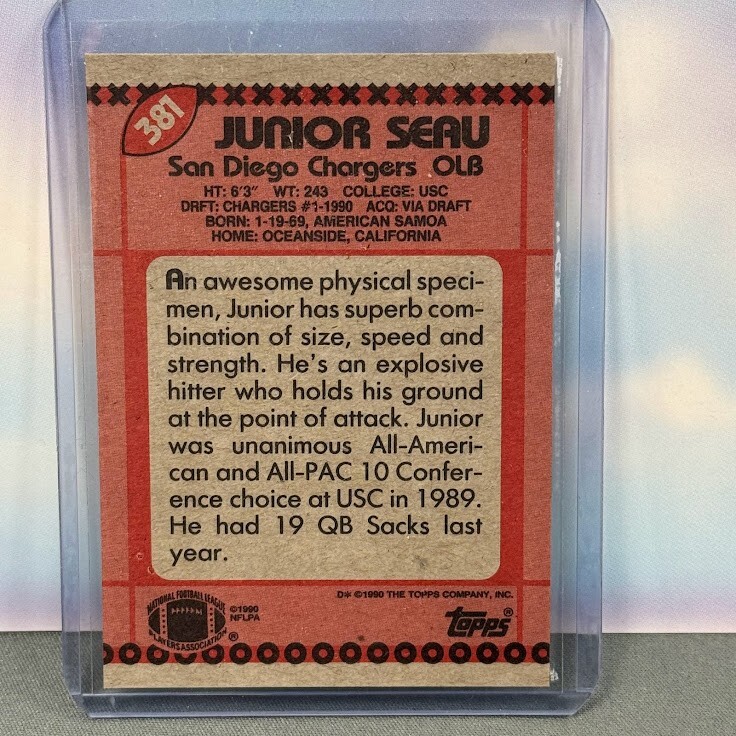 1990 Topps Junior Seau Rookie #381 USC San Diego Chargers (V2) | eBay