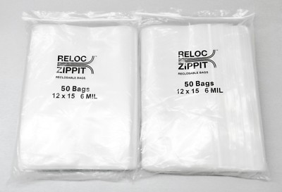 6 MIL 12x15 Zip Seal Lock Bags Zip Slide Lock Thick Clear Reloc Jumbo ...