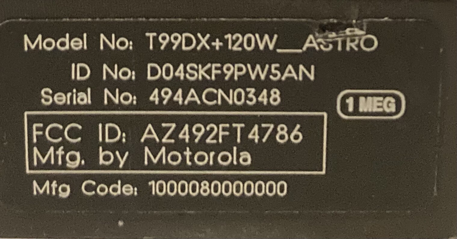 Motorola Astro Radio T99DX+120W ASTRO *Used* | eBay