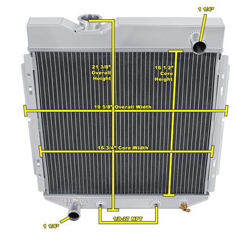 2 Row Queen Champion Radiator for 1965 1966 Ford Mustang L6 Engine # ...