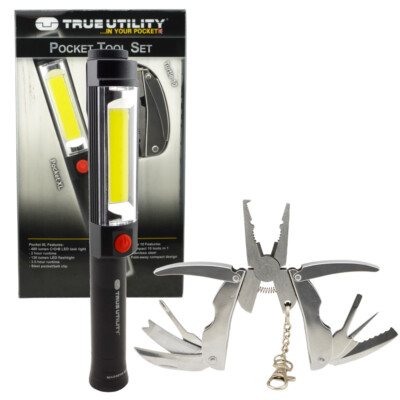 True Utility Pocket Gift Tool Set 400 Lumen LED Task Light & 10 in 1 ...
