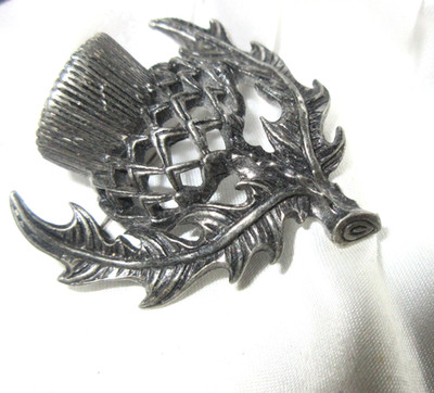 Lovely Vintage Scottish pewter thistle brooch or kilt pin | eBay Australia