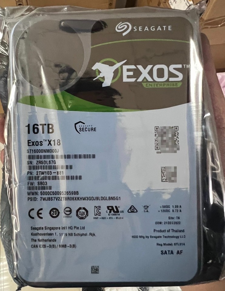 90%NEW Seagate Exos X18 16TB Sata 6Gb/s 3.5" HDD Hard Disk Drive ...