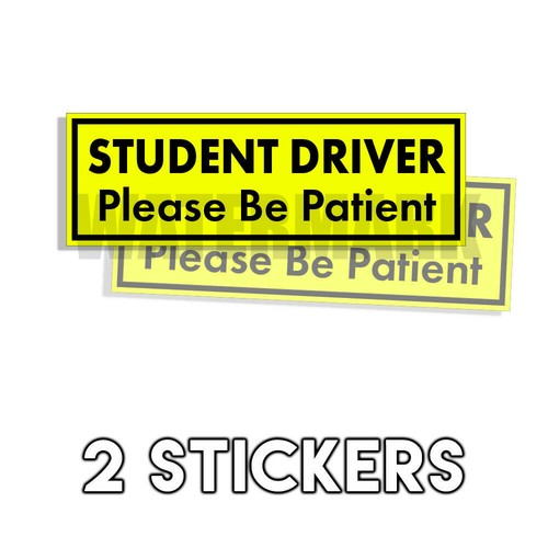 STUDENT DRIVER Please Be Patient Bumper Sticker - Funny drive 2 Pack ...