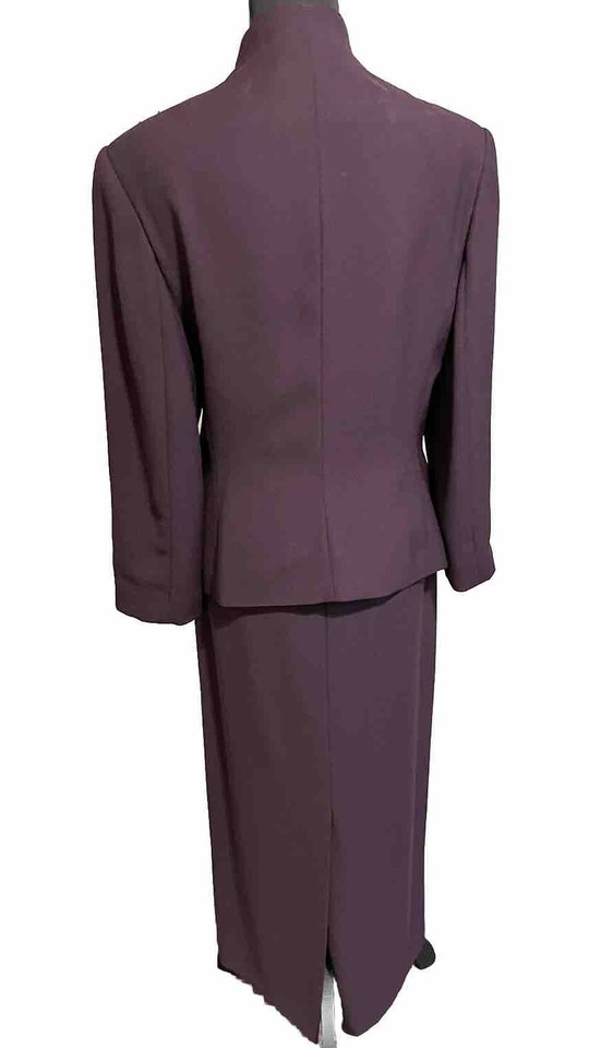 John Meyer Long Skirt Suit Size 12 Eggplant Burgundy Beaded Formal ...