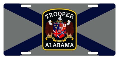 Alabama State Flag Custom License Plate Trooper Emblem Gray & Blue ...