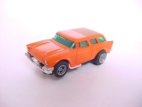 1971-81 AURORA AFX ORANGE '57 CHEVY NOMAD HO SLOT CAR #1760/1903 RUNS ...