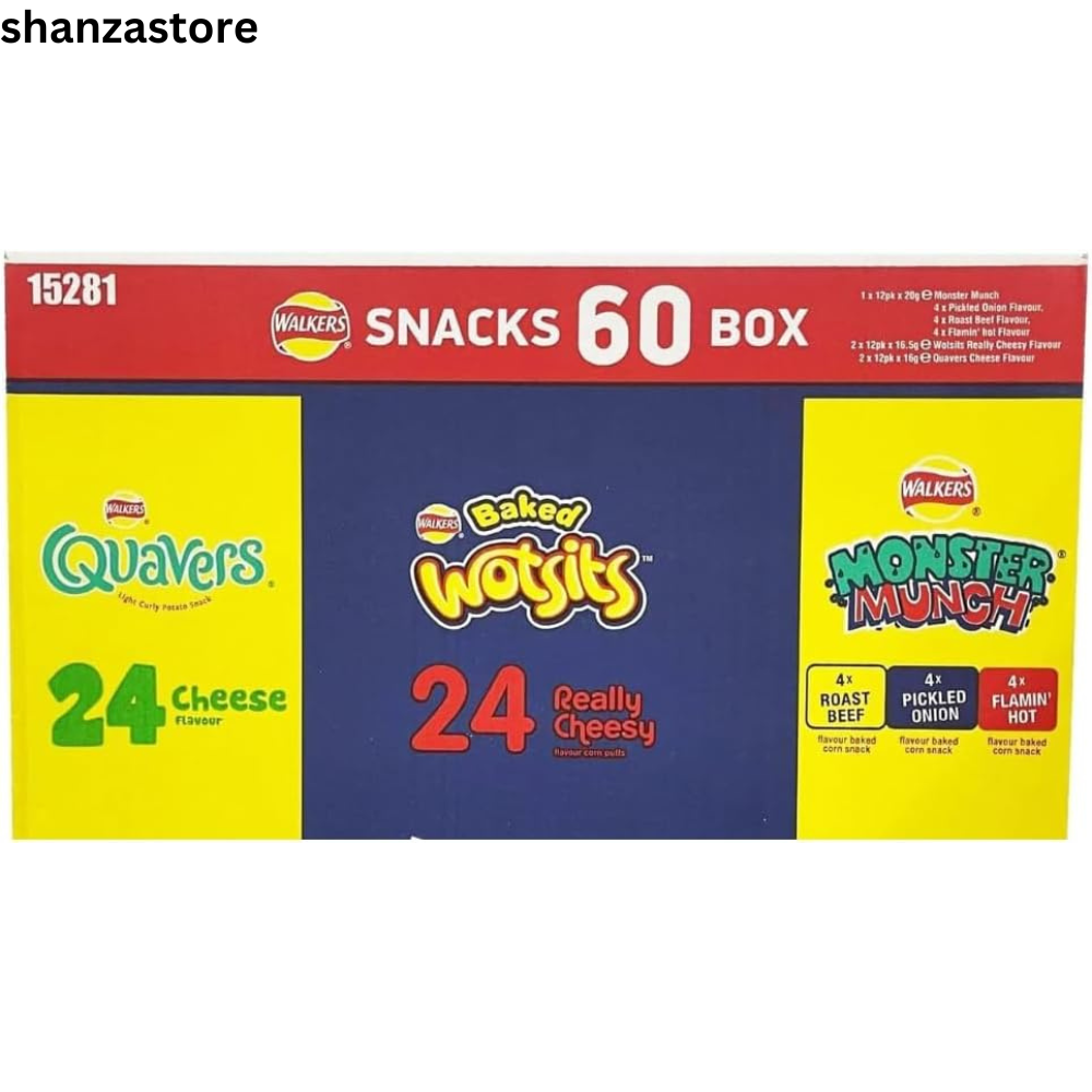 Walkers Crisps Snack Variety Box 60 Pack (24xQuaver Cheese,24xBaked ...