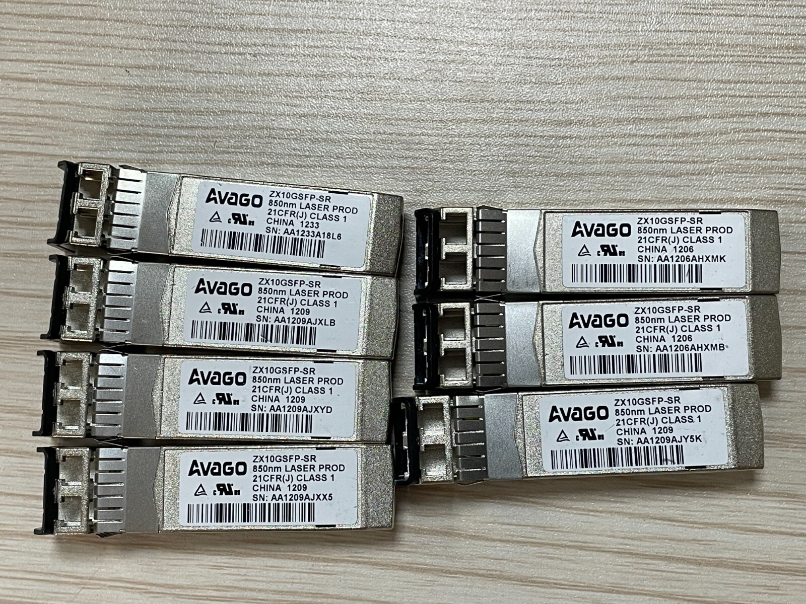 Lot 7 Avago ZX10GSFP-SR 10GbE 10GBase-SR SFP+ SW 850nm fibre optic ...